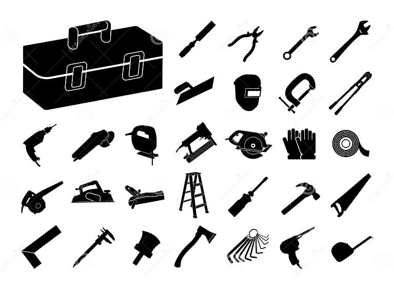 Set of black tool icon stock vector. Illustration of black - 41749204