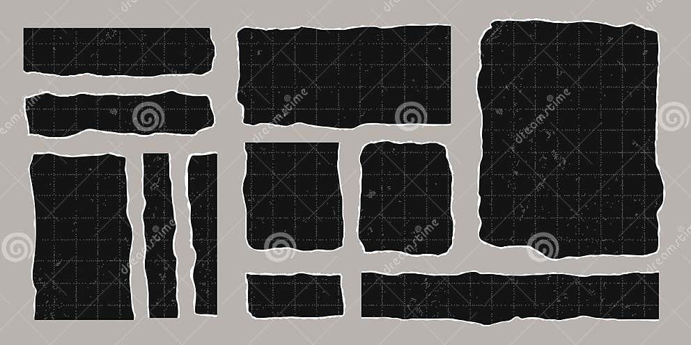 Torn Rectangular Sheets of Checkered Paper with Jagged Edges. Ripped ...