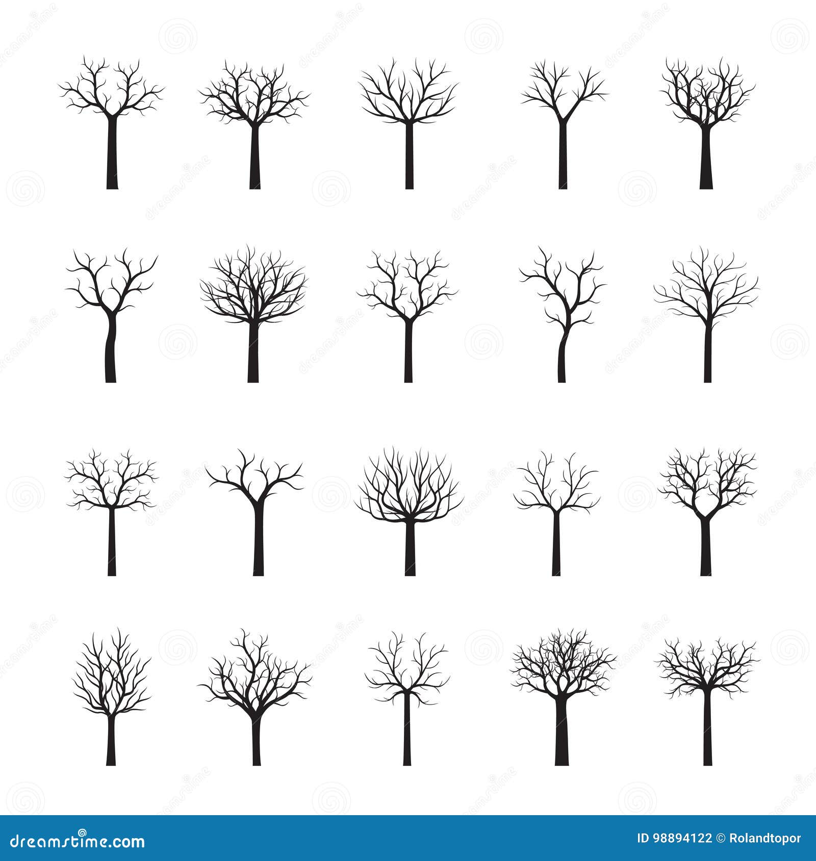 Set of Black Trees. Vector Illustration. Stock Vector - Illustration of ...