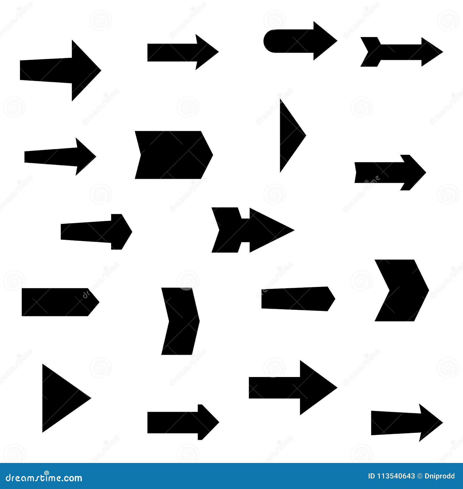 Set of Black Various Arrows Stock Vector - Illustration of direction ...