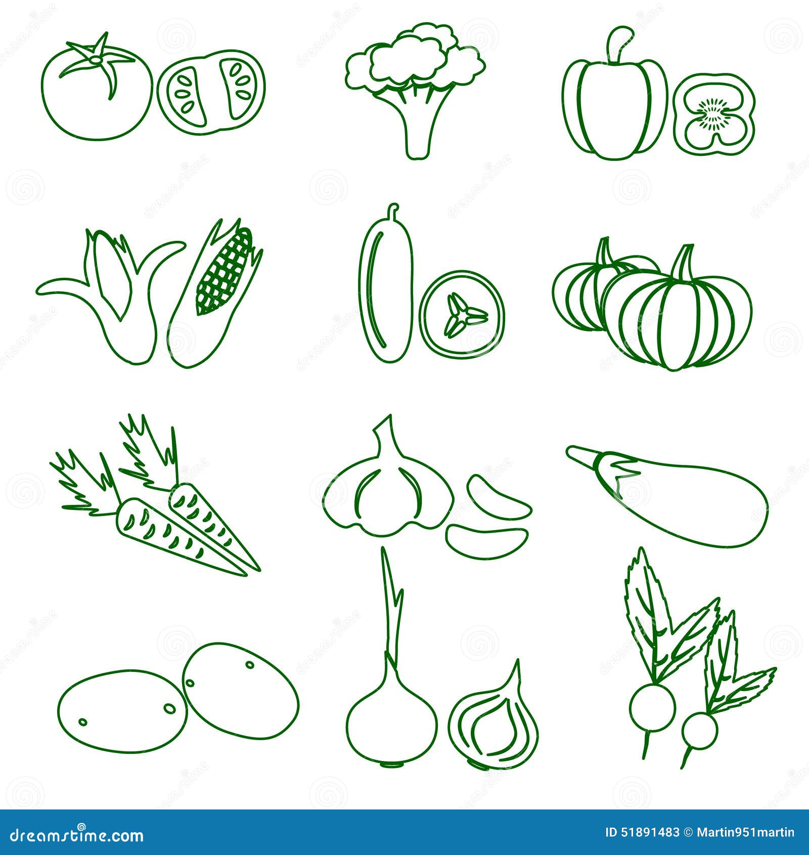 Set of Black Various Vegetables Outline Icons Stock Vector ...
