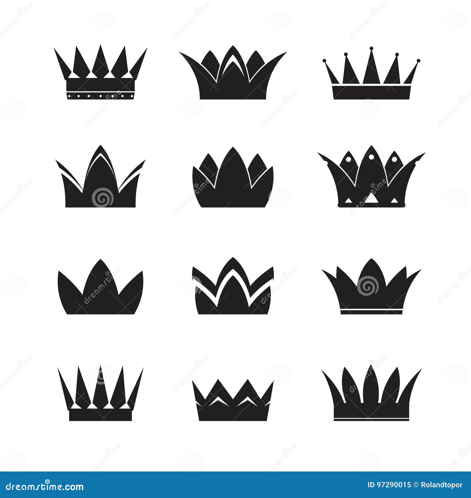 Set of Black Vector Crowns. Vector Illustration. Stock Vector ...