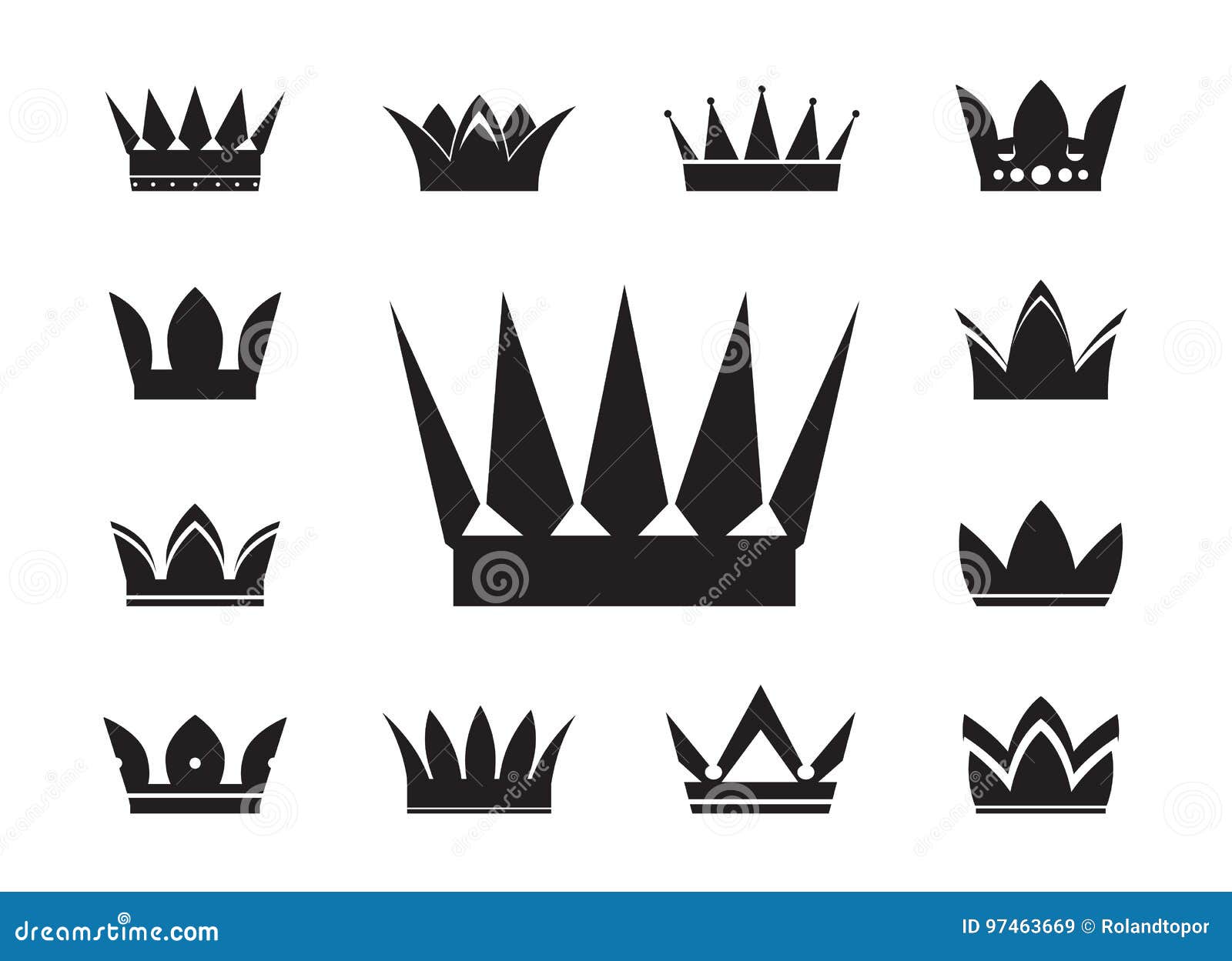 Set of Black Vector Crowns. Vector Illustration. Stock Vector ...
