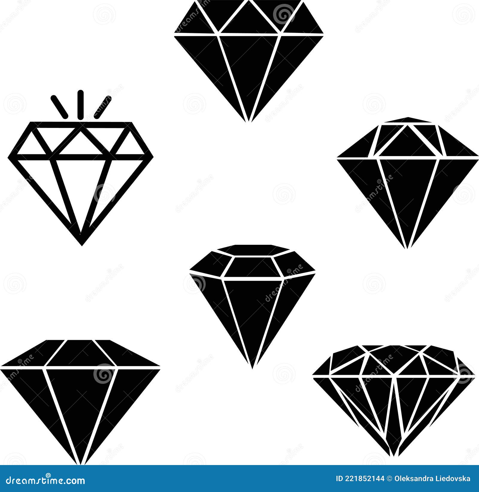 Set of Black Vector Diamonds Stock Vector - Illustration of luxury ...