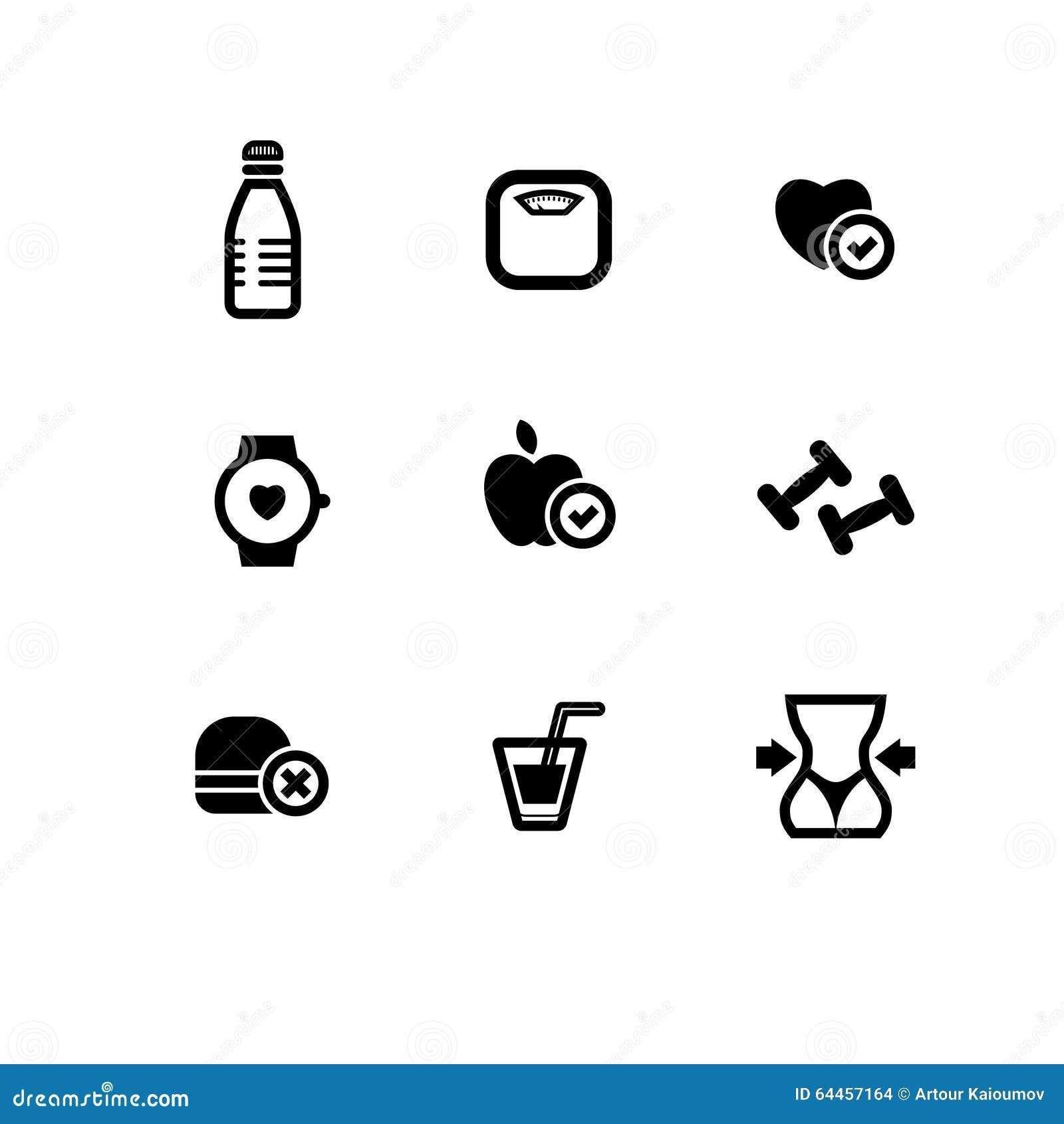 Set of Black Vector Fitness Icons Stock Vector - Illustration of ...