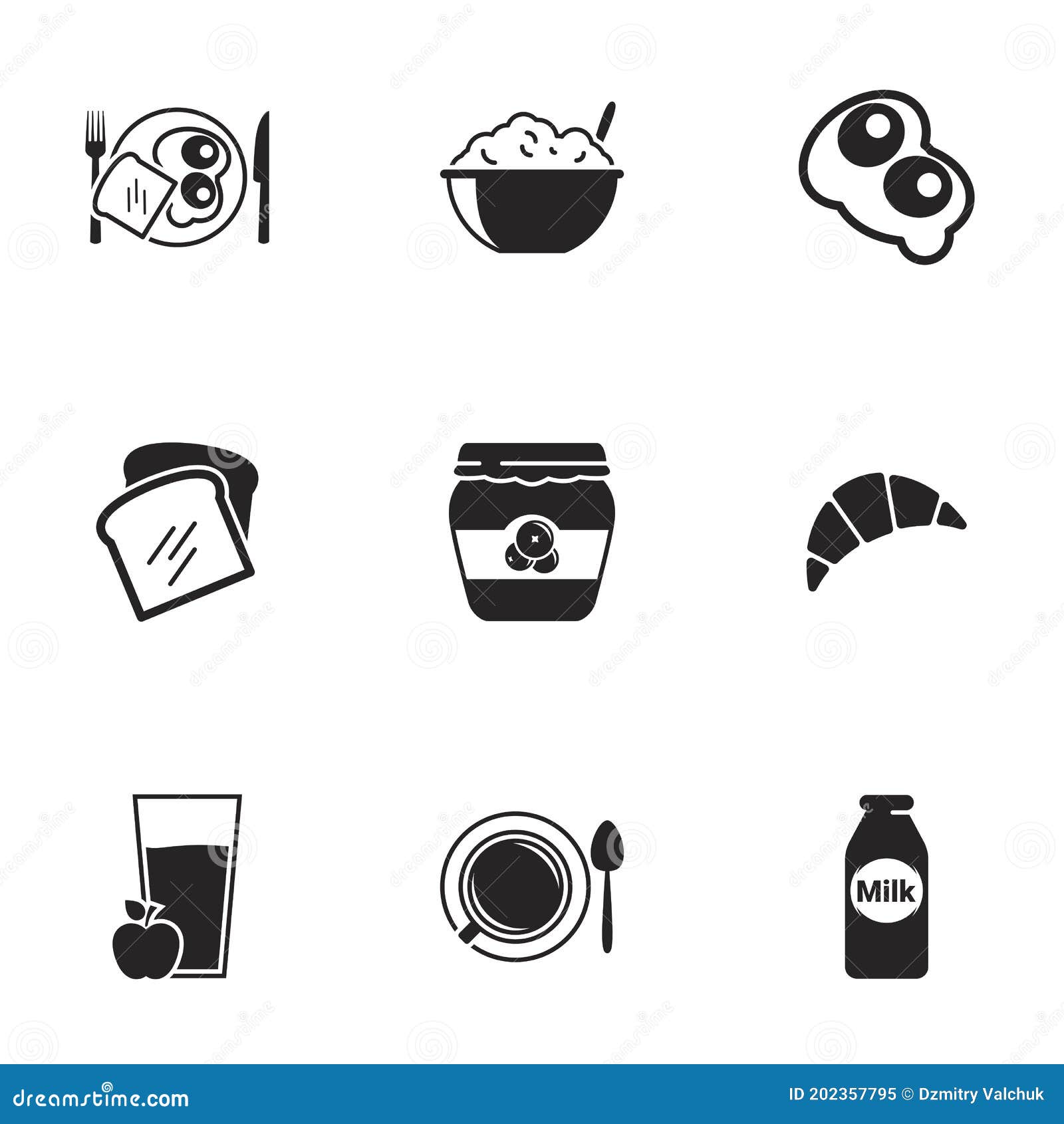 Simple Vector Icons. Flat Illustration on a Theme Breakfast Stock ...