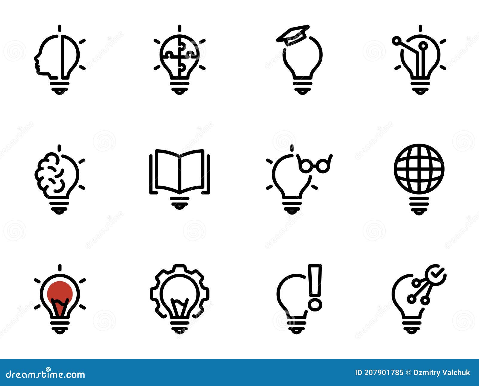 Set of Creative Light Source Icons Stock Vector - Illustration of ...