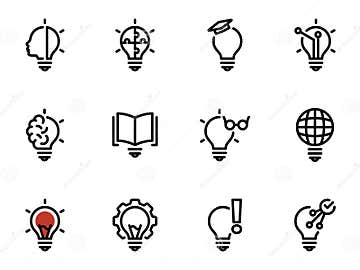 Set of Creative Light Source Icons Stock Vector - Illustration of ...