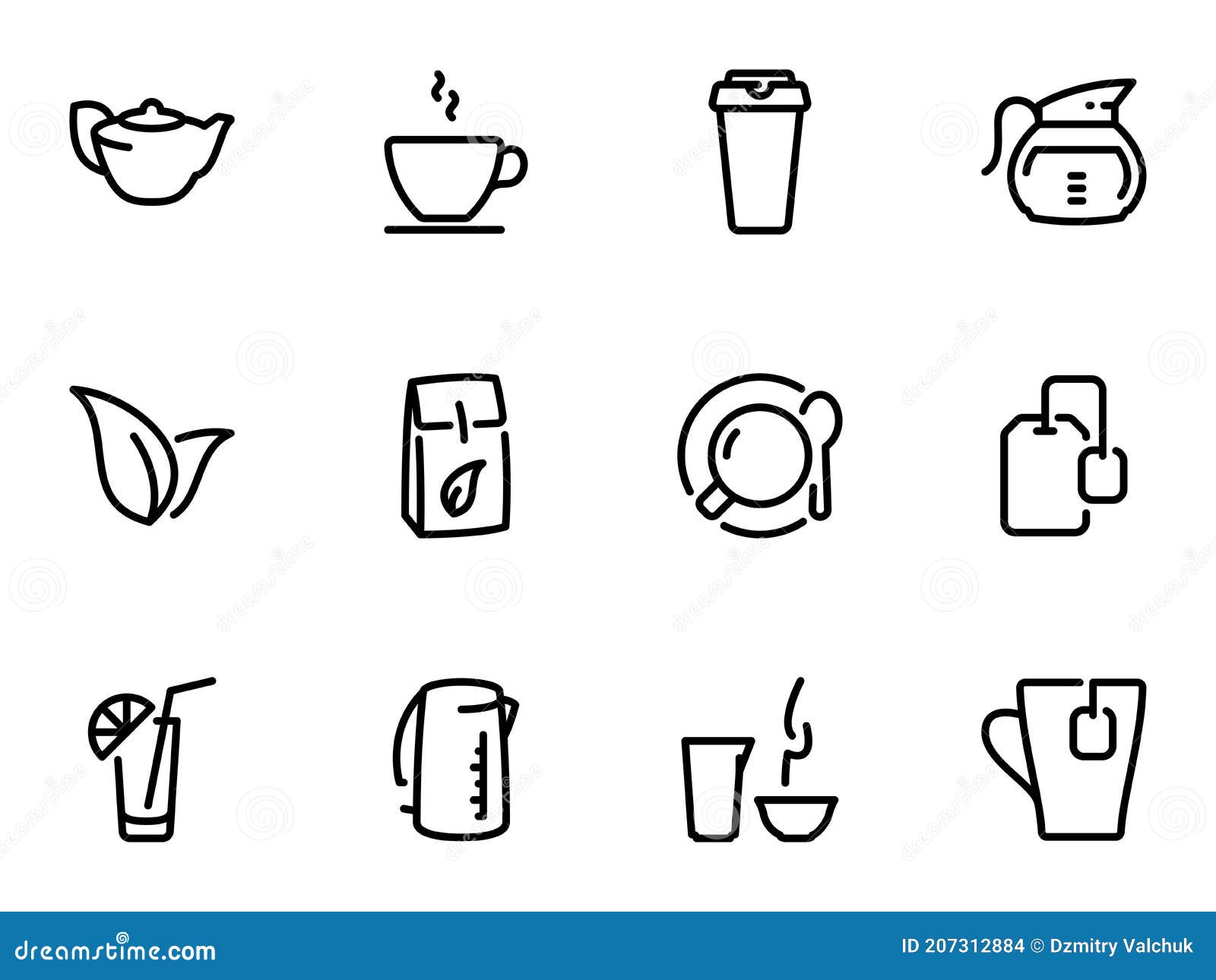 Series of tea icons stock vector. Illustration of iconic - 207312884