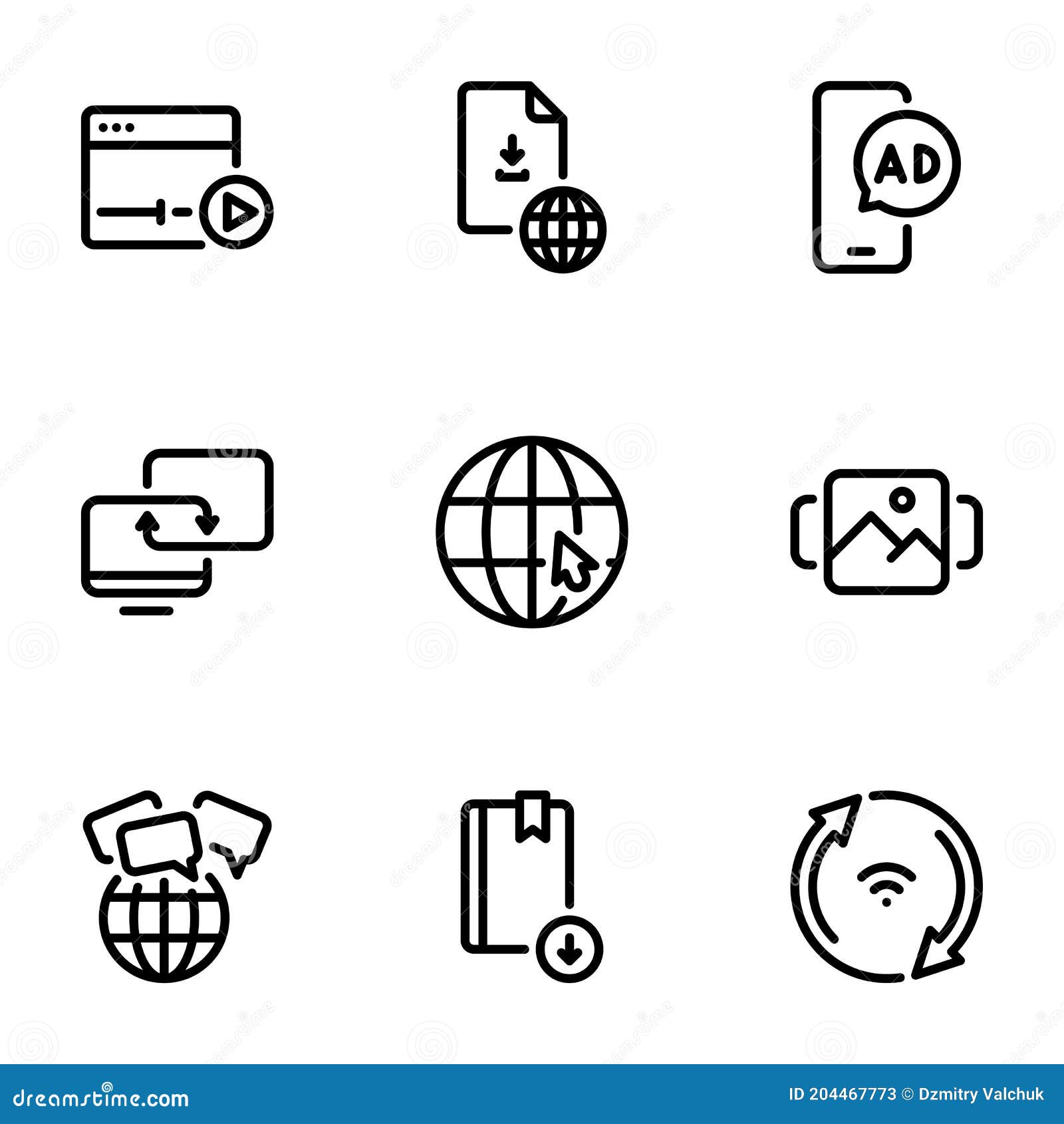 Set of Black Vector Icon, Isolated on White Background, on Theme ...