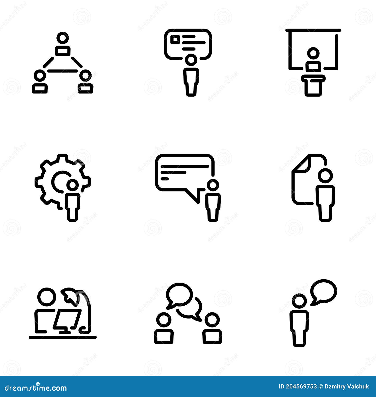 Set of Black Vector Icon, Isolated on White Background, on Theme People ...