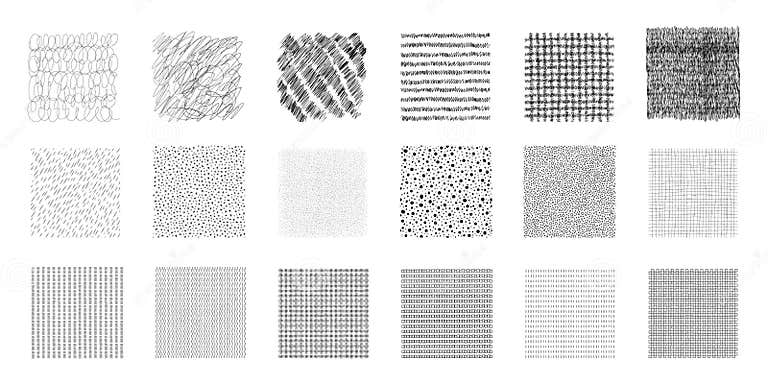 Set of Black Vector Illustrations of Abstract Hand Drawn Square ...
