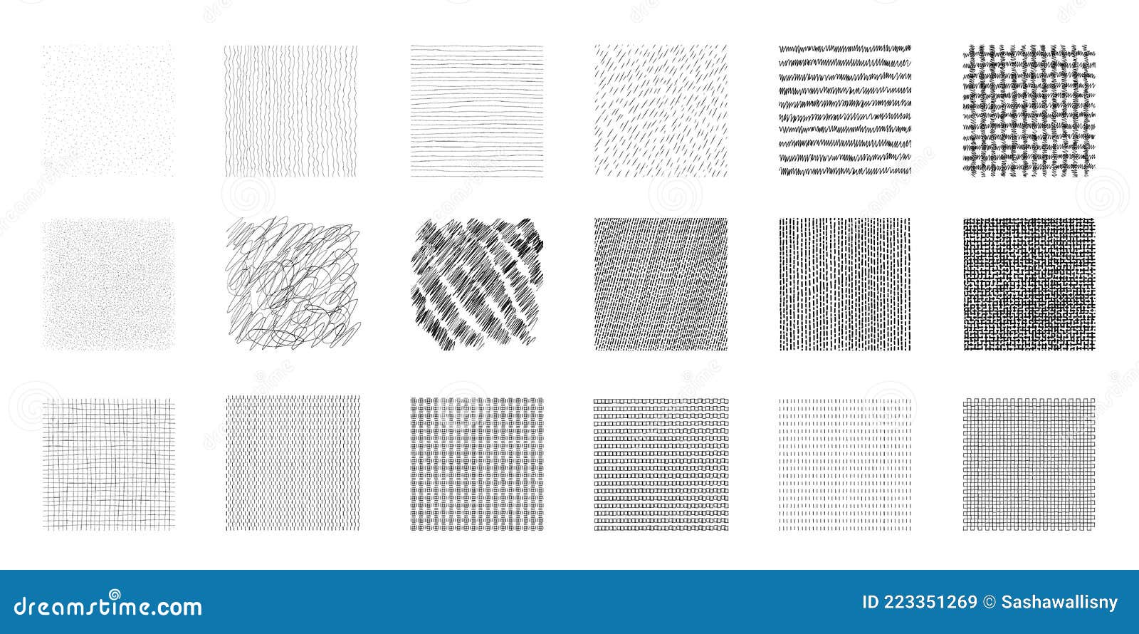 Set of Black Vector Illustrations of Abstract Hand Drawn Square ...