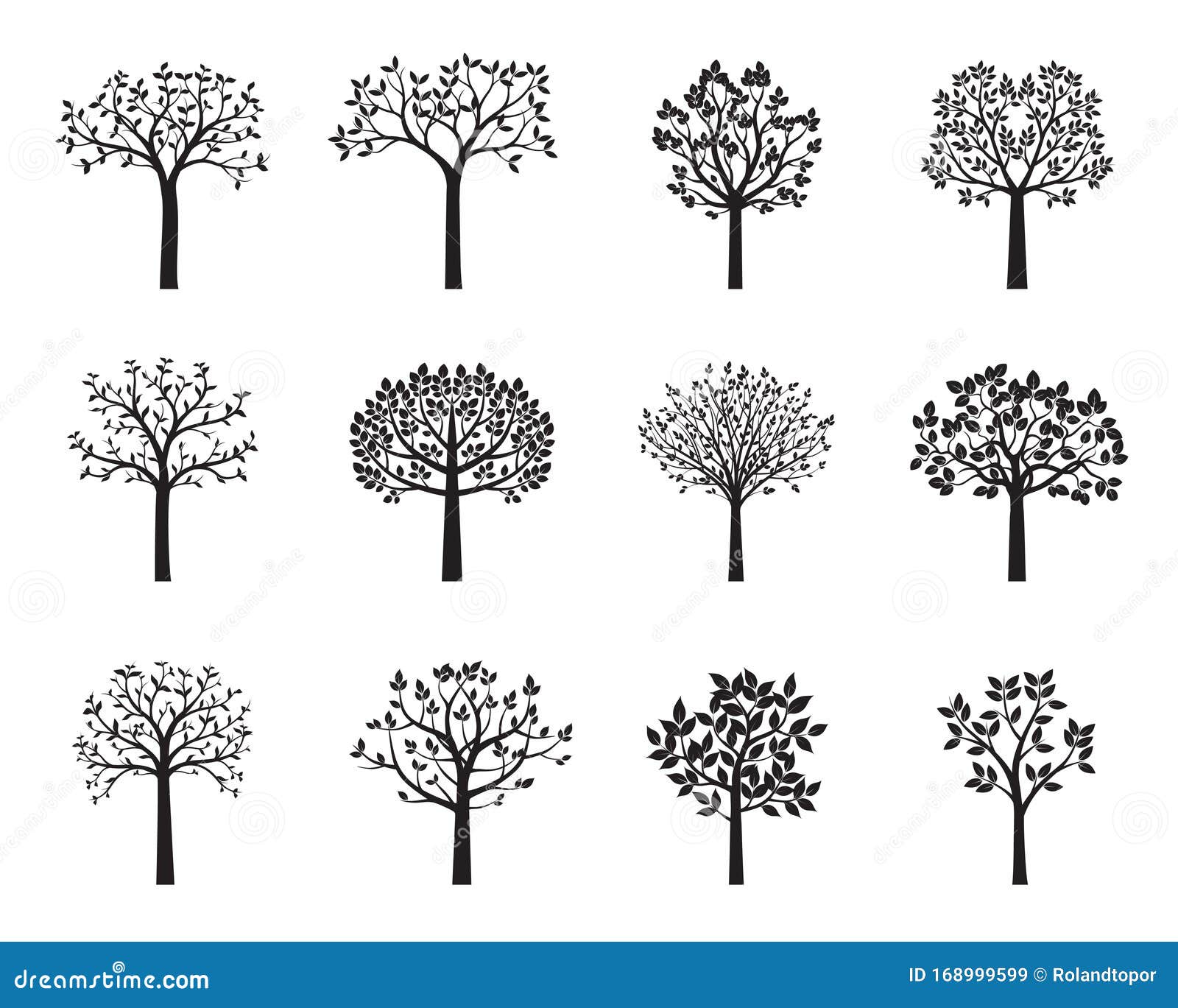Set of Black Vector Trees. Vector Illustration Stock Vector ...