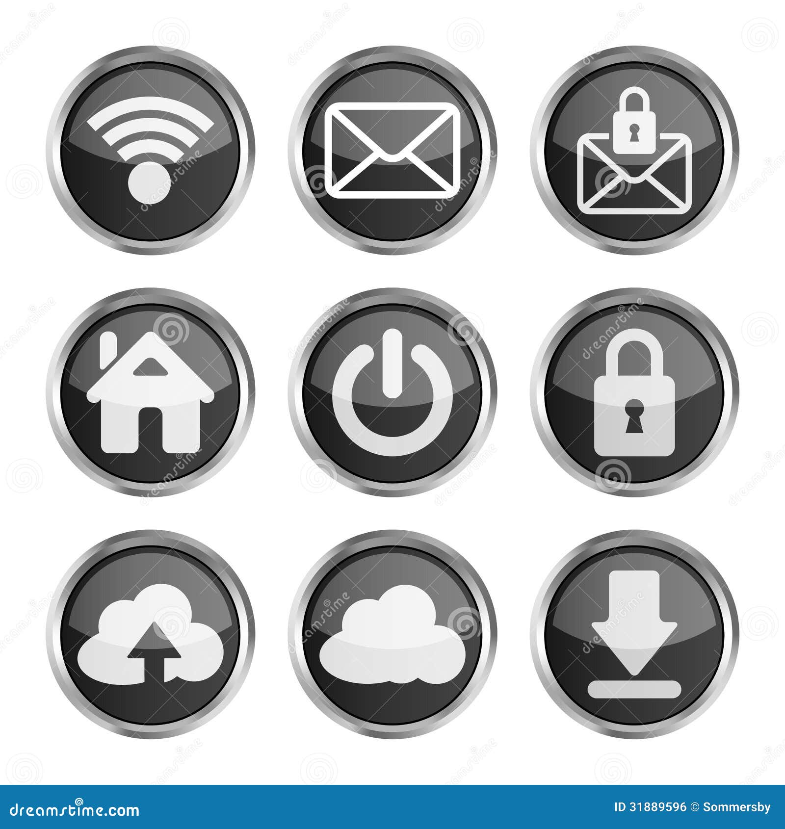 Set of black web icons stock vector. Illustration of hotspot - 31889596