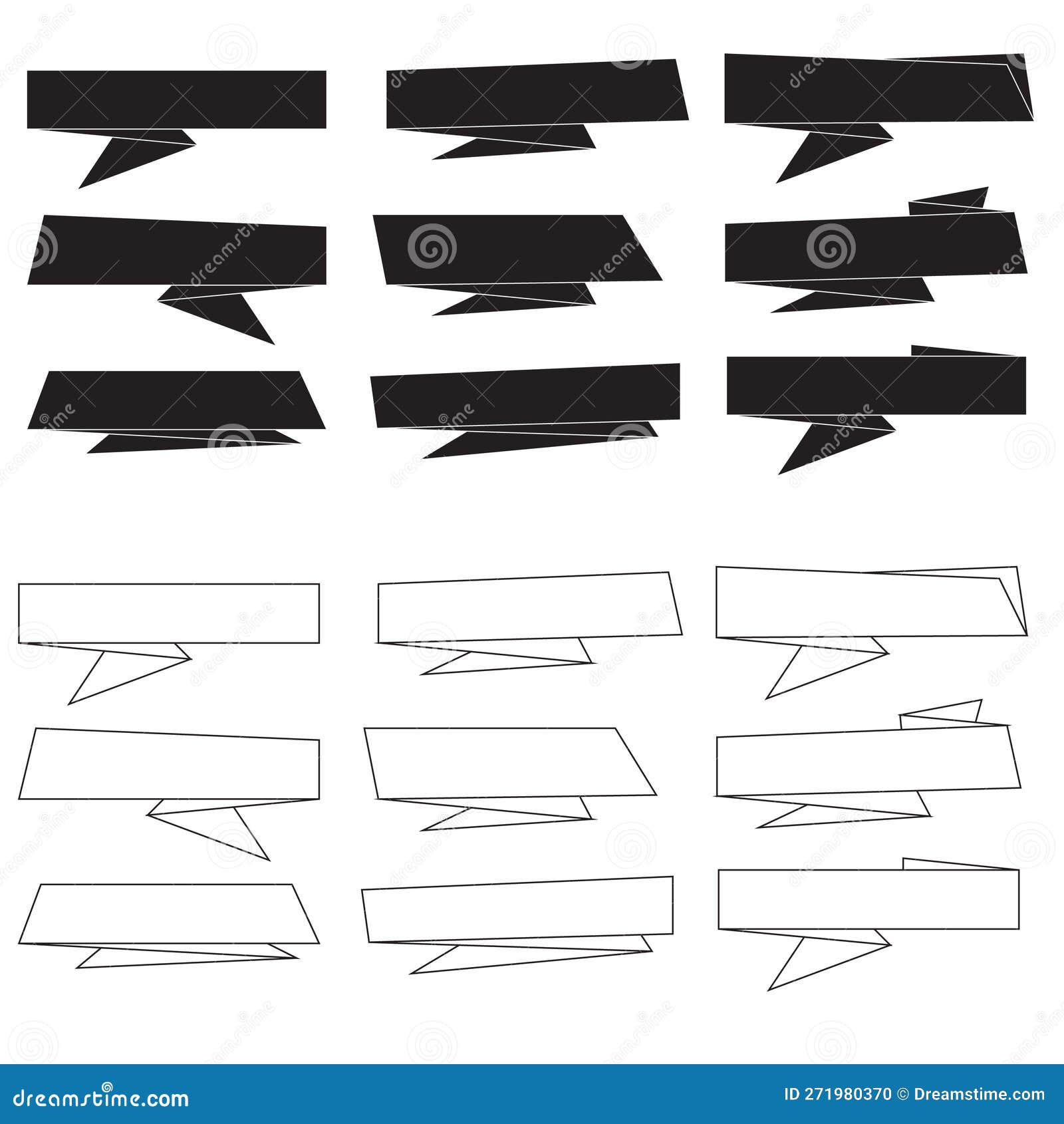 Set of Black and White Banners Icons Stock Illustration - Illustration ...