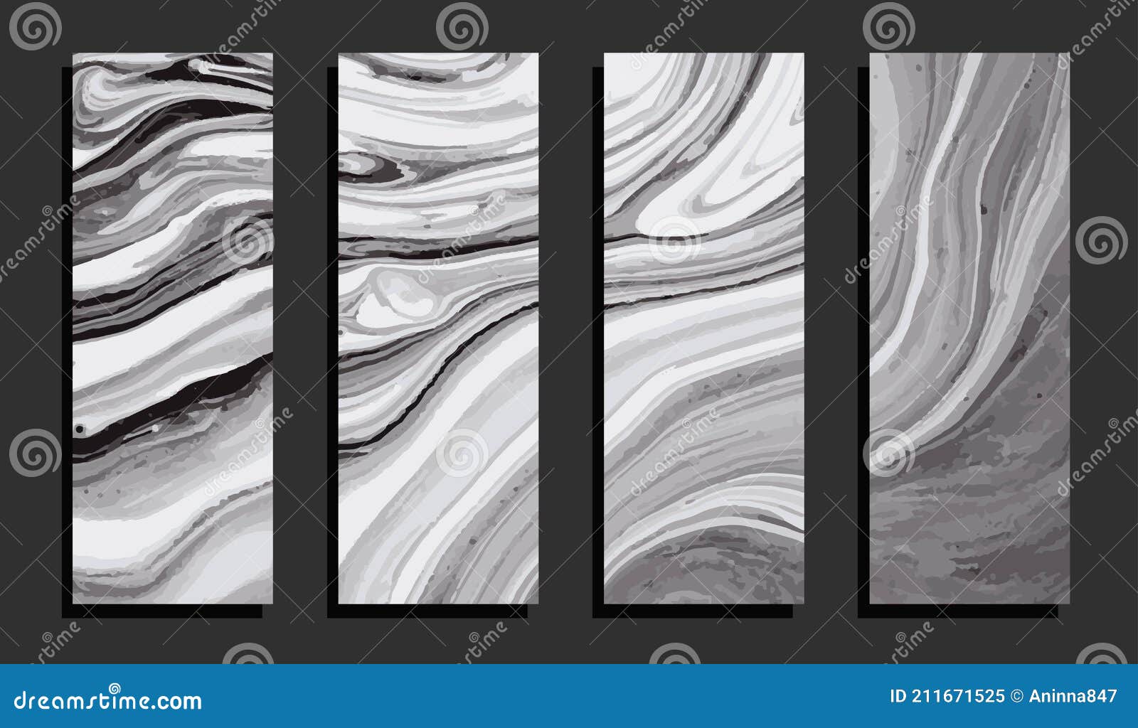 Set of Black White Banners, Marble Backgrounds for Design Stock Vector ...