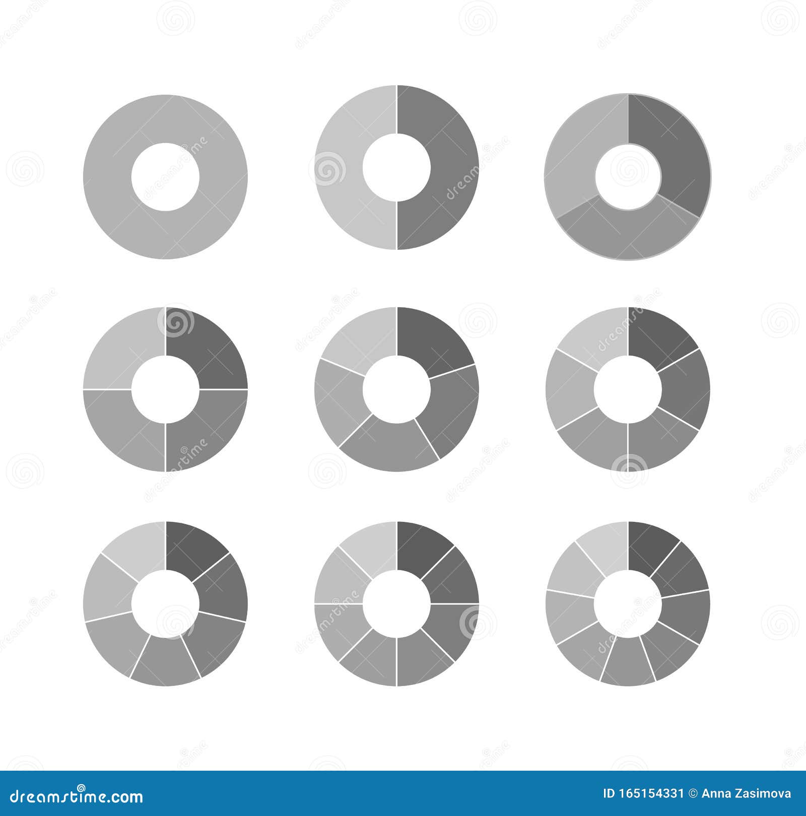Black Segmented Circle Set Vector Illustration | CartoonDealer.com ...