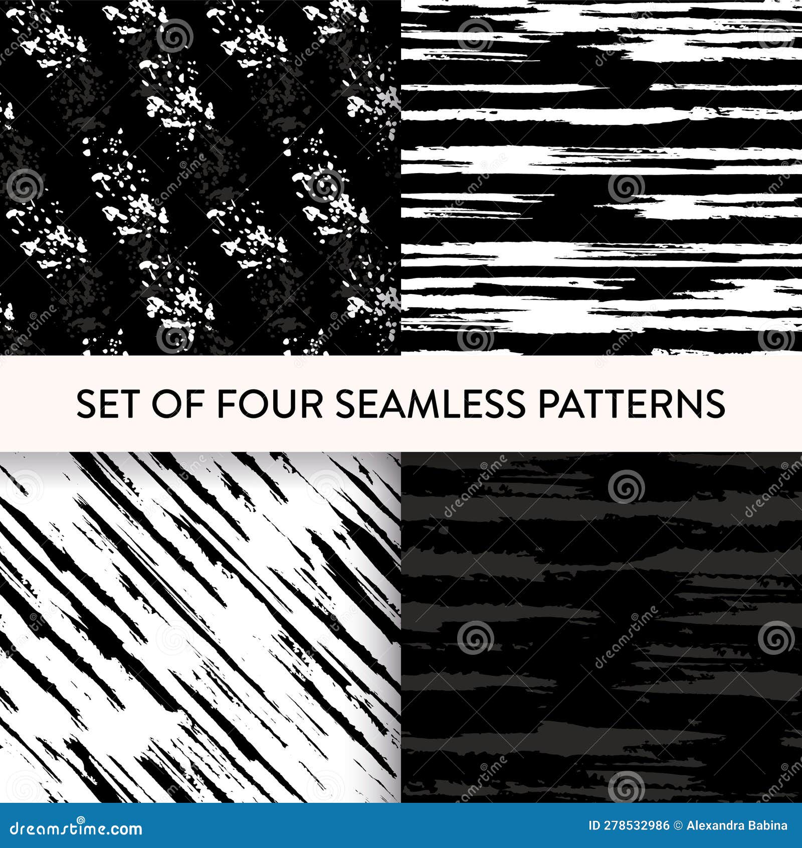 Set of Black and White Dark Urban Rough Pattern. Stock Vector ...