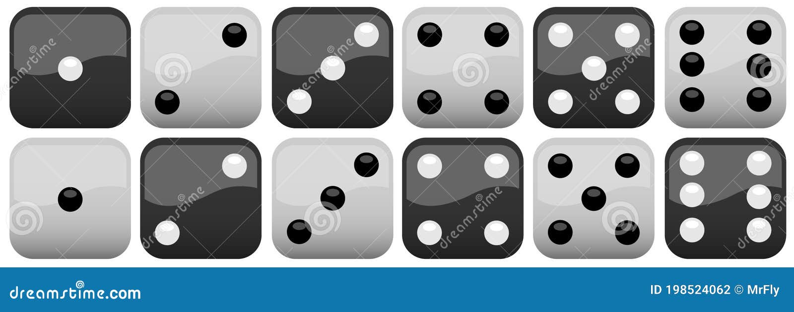 Set of Black and White Dice, Vector Available Stock Vector ...