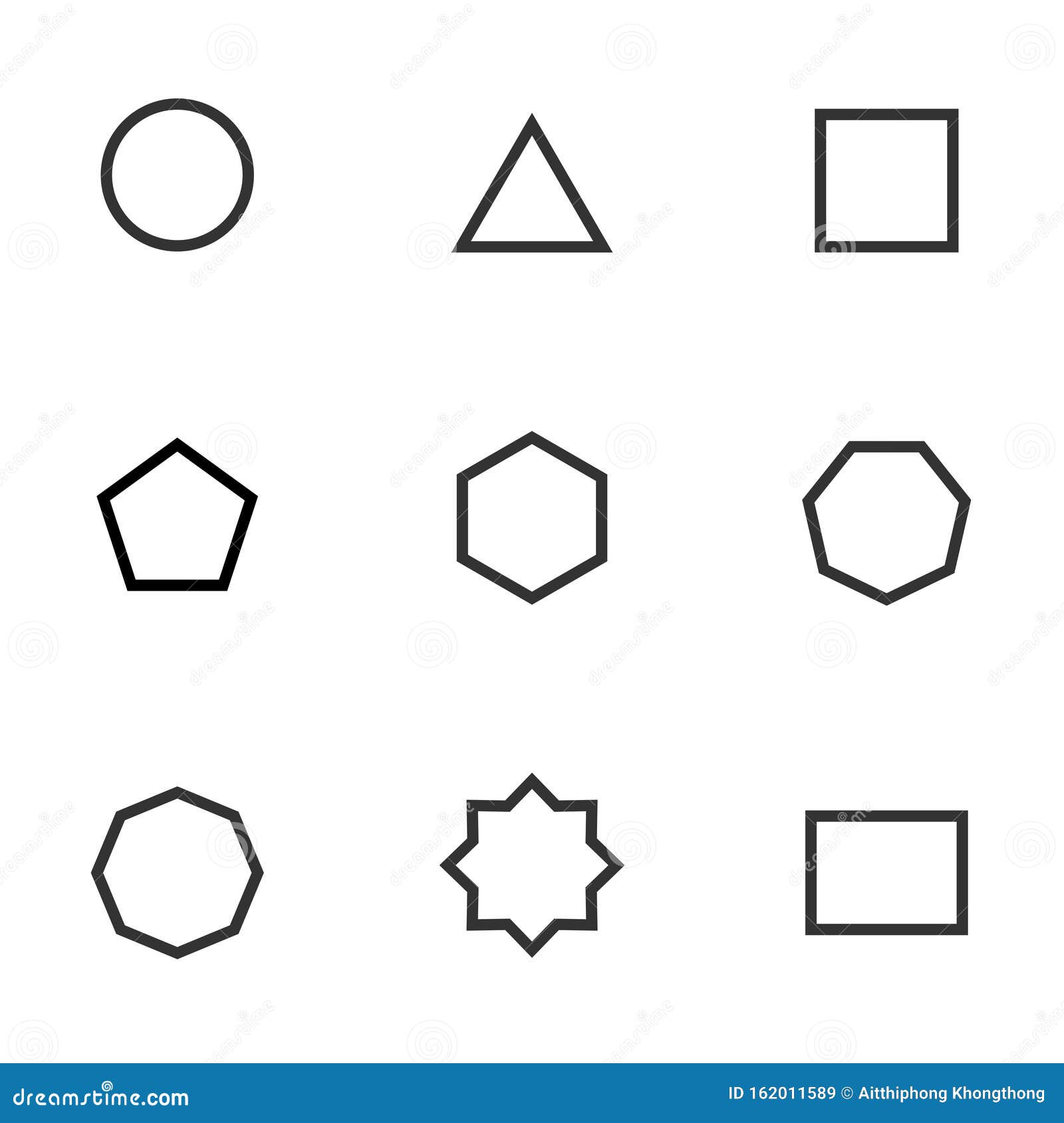 Set of Black and White Geometric Shape. Simple Geometric Figures Icon ...
