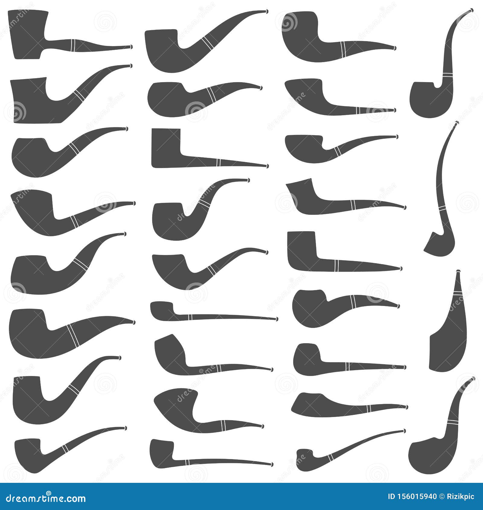 Set Of Black And White Illustrations With Smoking Pipes Of Different ... Set Of Black And White Illustrations With Smoking Pipes Of Different ...