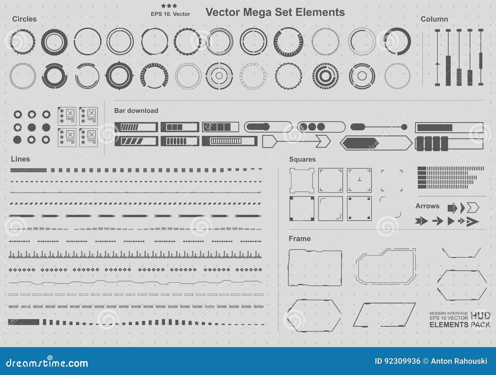 Set of Black and White Infographic Elements Stock Vector - Illustration ...