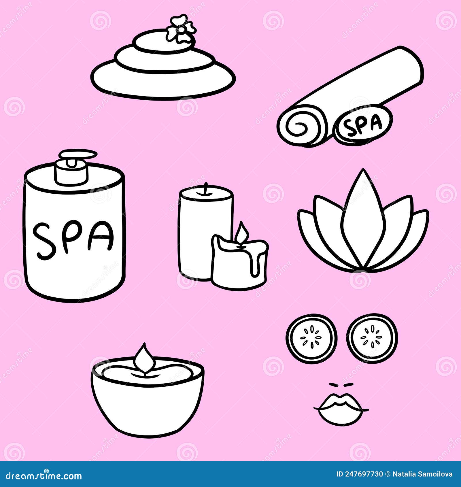 A Set of Black and White Monochrome Drawings on the Theme of Relaxation ...