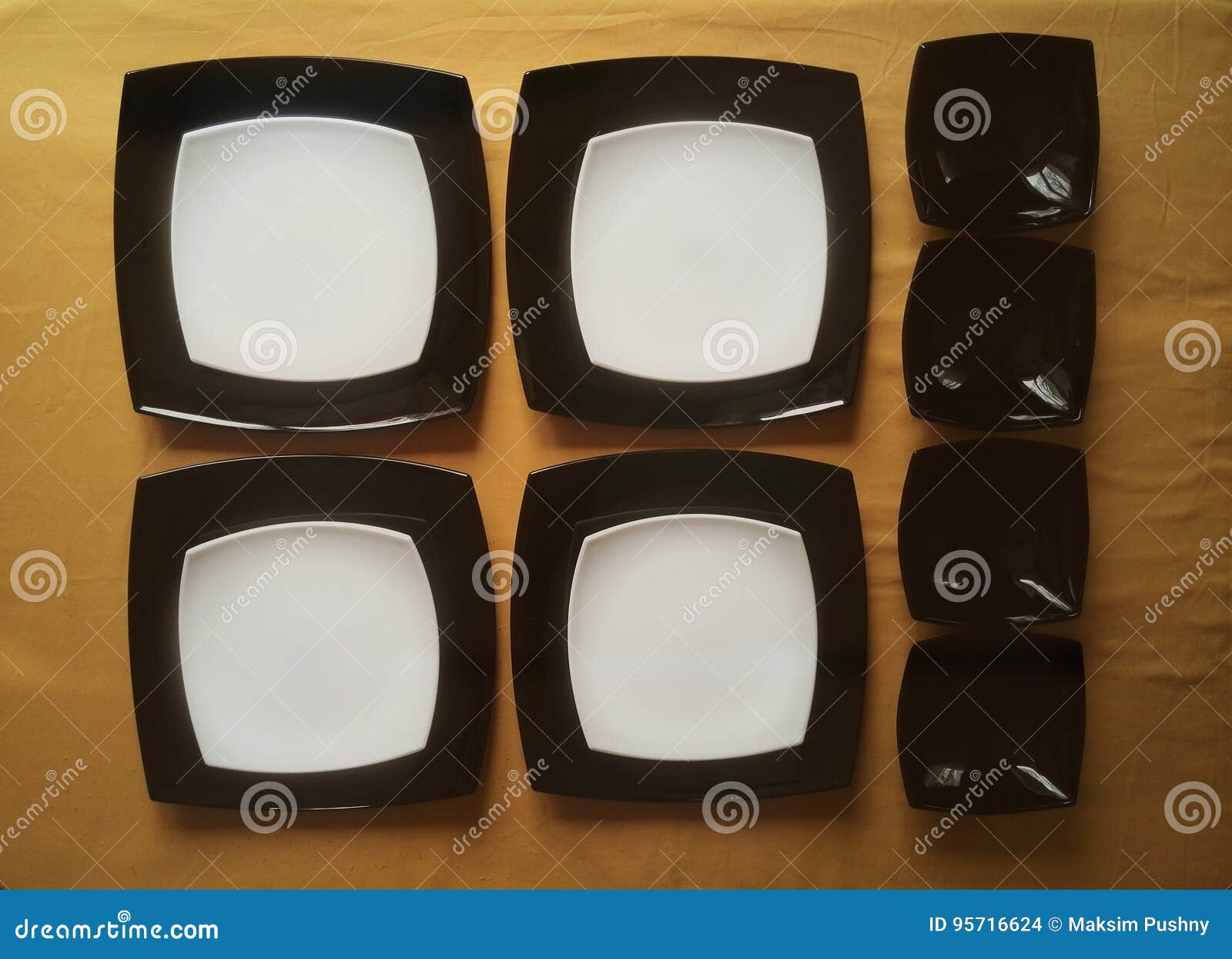 Set of Black and White Plates Stock Photo - Image of clean, kitchen ...