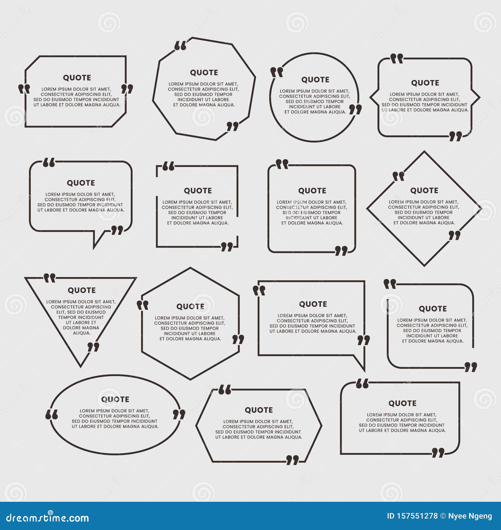 Set of Black and White Quote Box Template Stock Vector - Illustration ...