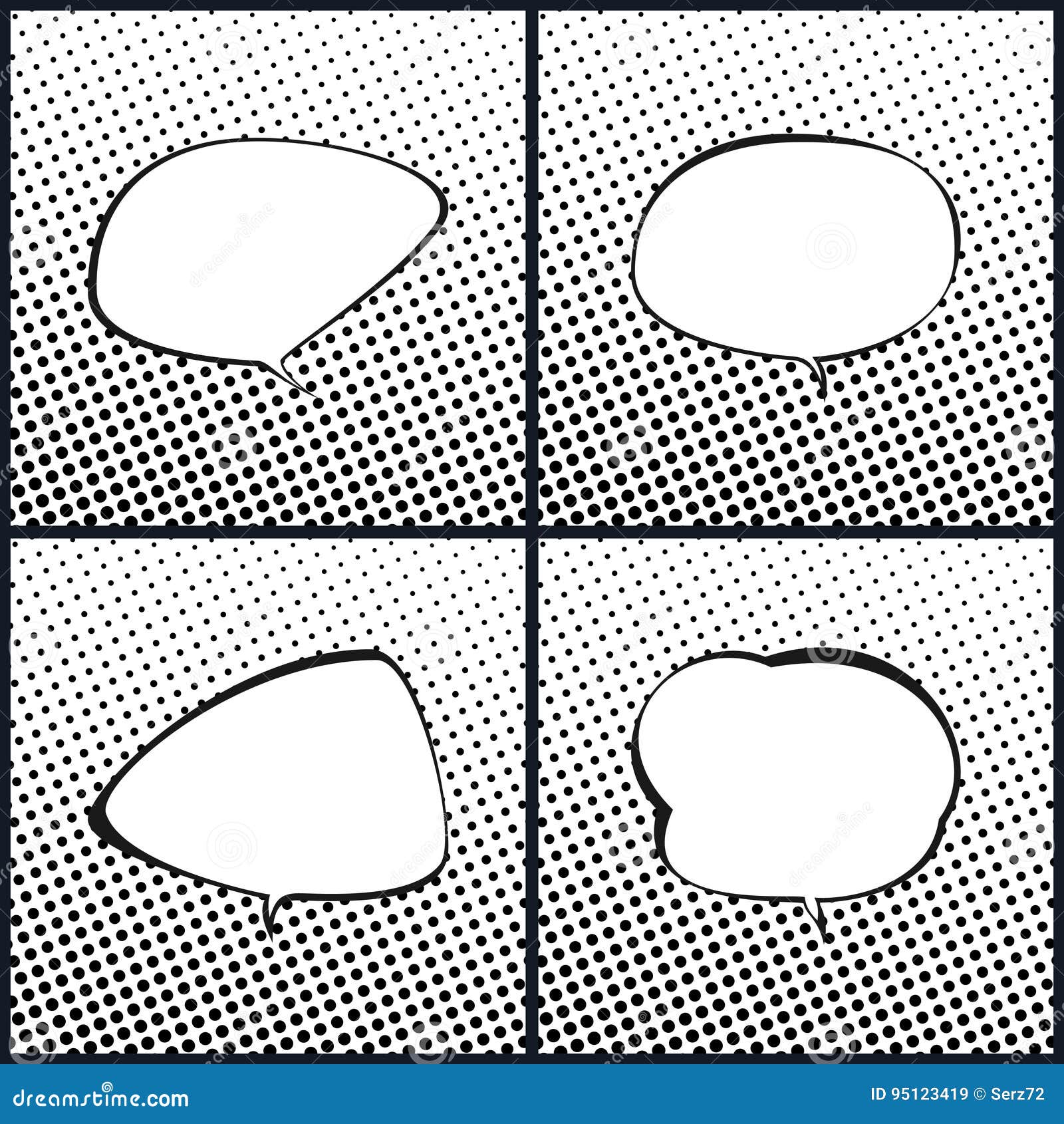 Set of Black and White Speech Bubble Stock Vector - Illustration of ...