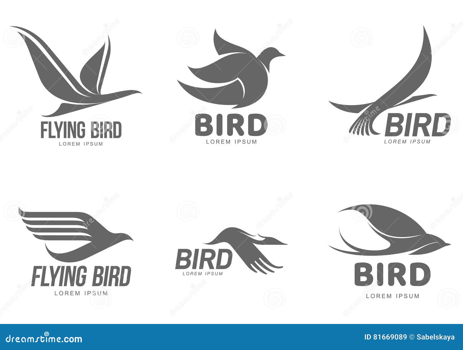 Set of Black and White Stylized Logo Templates with Birds Stock Vector ...
