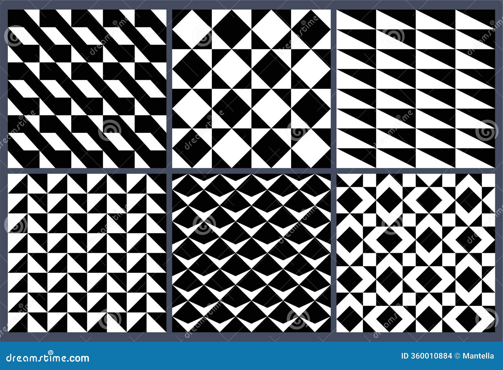 Set of 6 Black and White Vector Pattens Stock Illustration ...