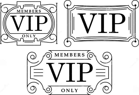 Set of 3 Black and White VIP Decors Stock Illustration - Illustration ...