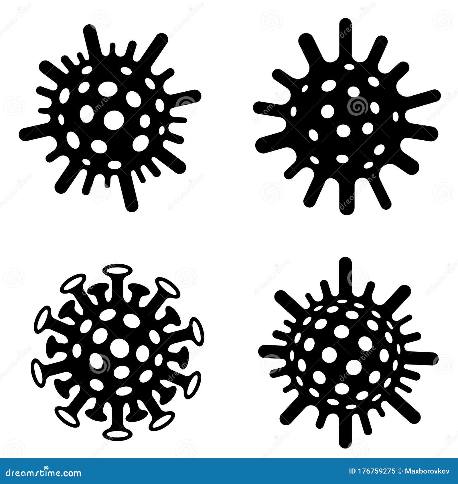 White Virus Particle Outlines In Light Blue Background Vector ...