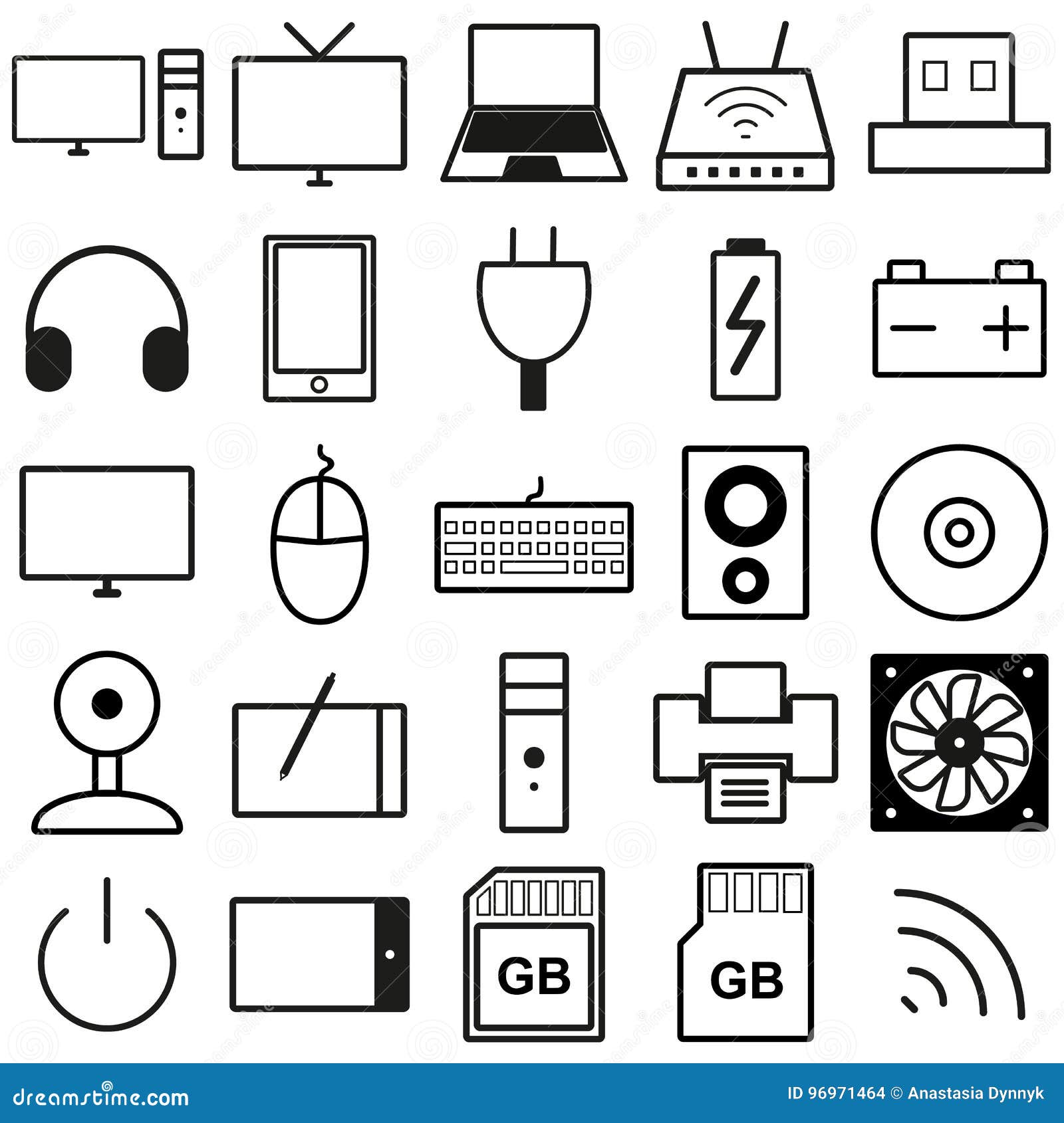 Set of Black and White Web Icons Stock Vector - Illustration of ...