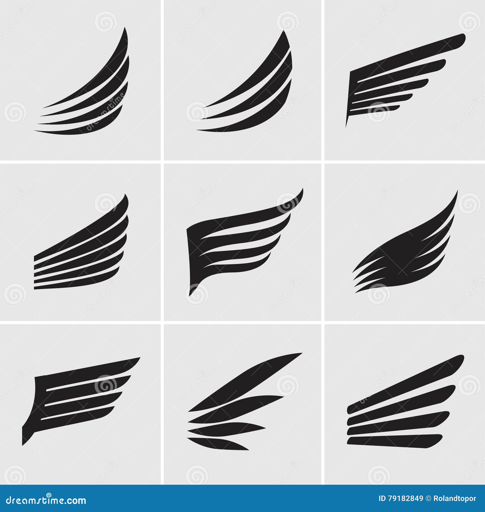 Set of Black Wings. Vector Icons Stock Illustration - Illustration of ...