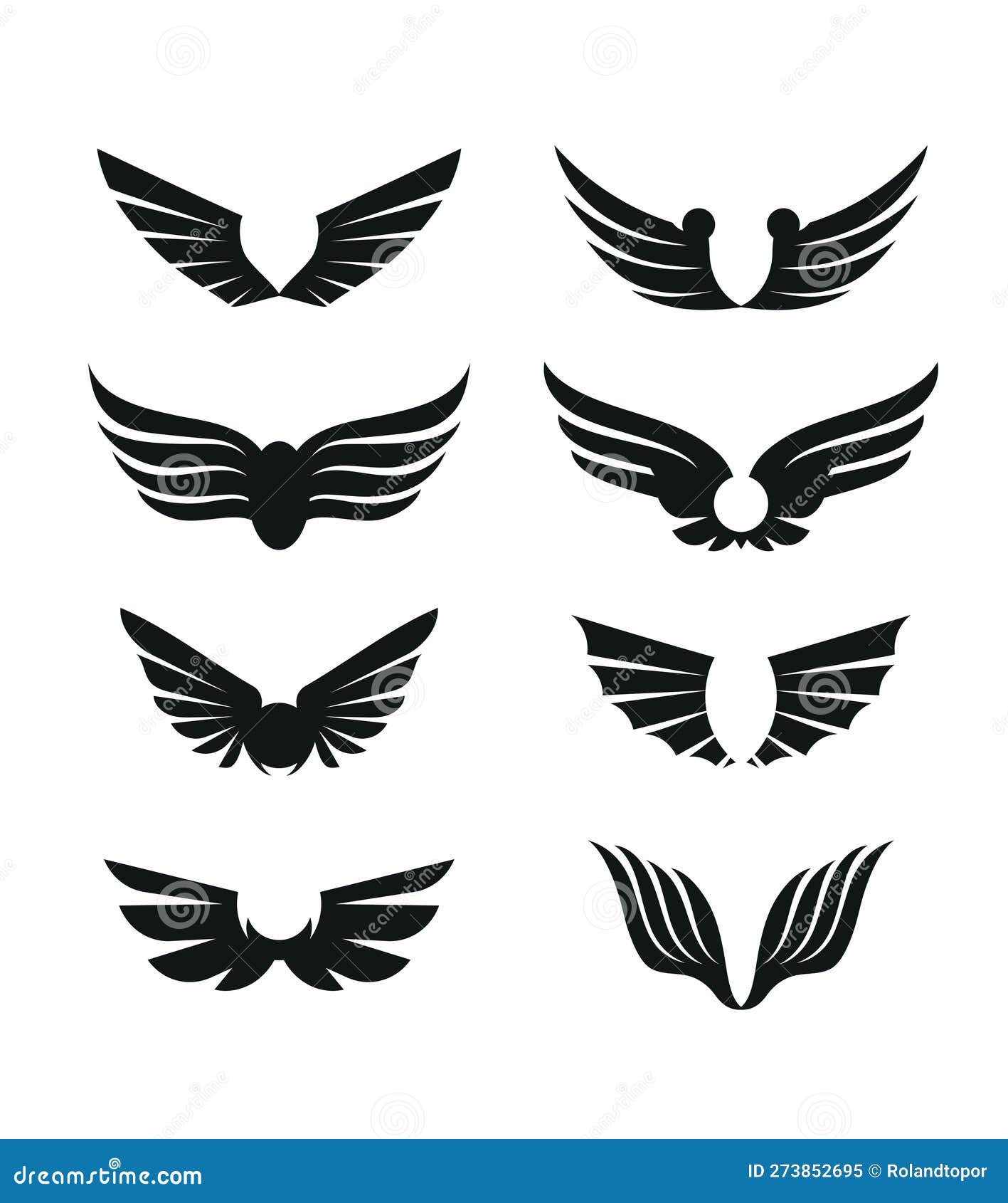 Set black wings stock vector. Illustration of style - 273852695