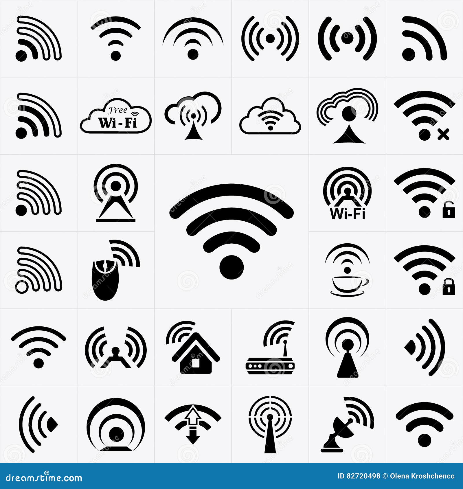 Set of Black Wireless and Wifi Icons Editorial Stock Photo ...