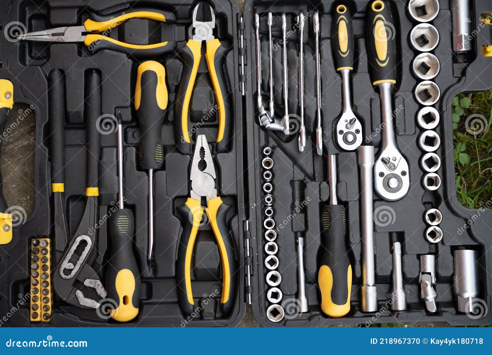 A Set of Black and Yellow Tools Stock Photo - Image of forceps, tool ...