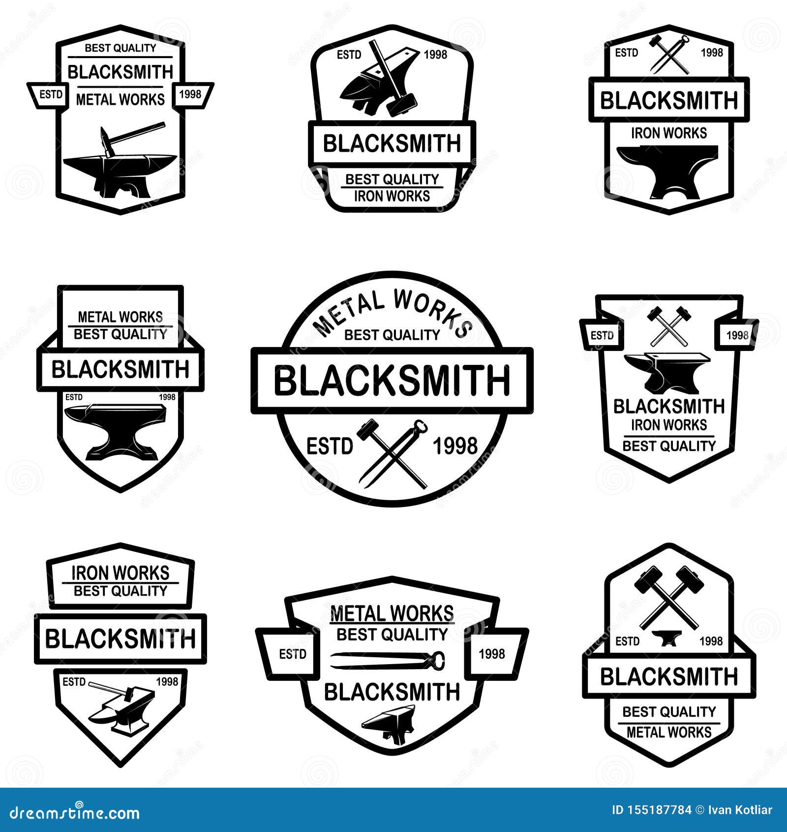 Set of Blacksmith Emblems. Design Element for Logo, Label, Sign, Poster ...