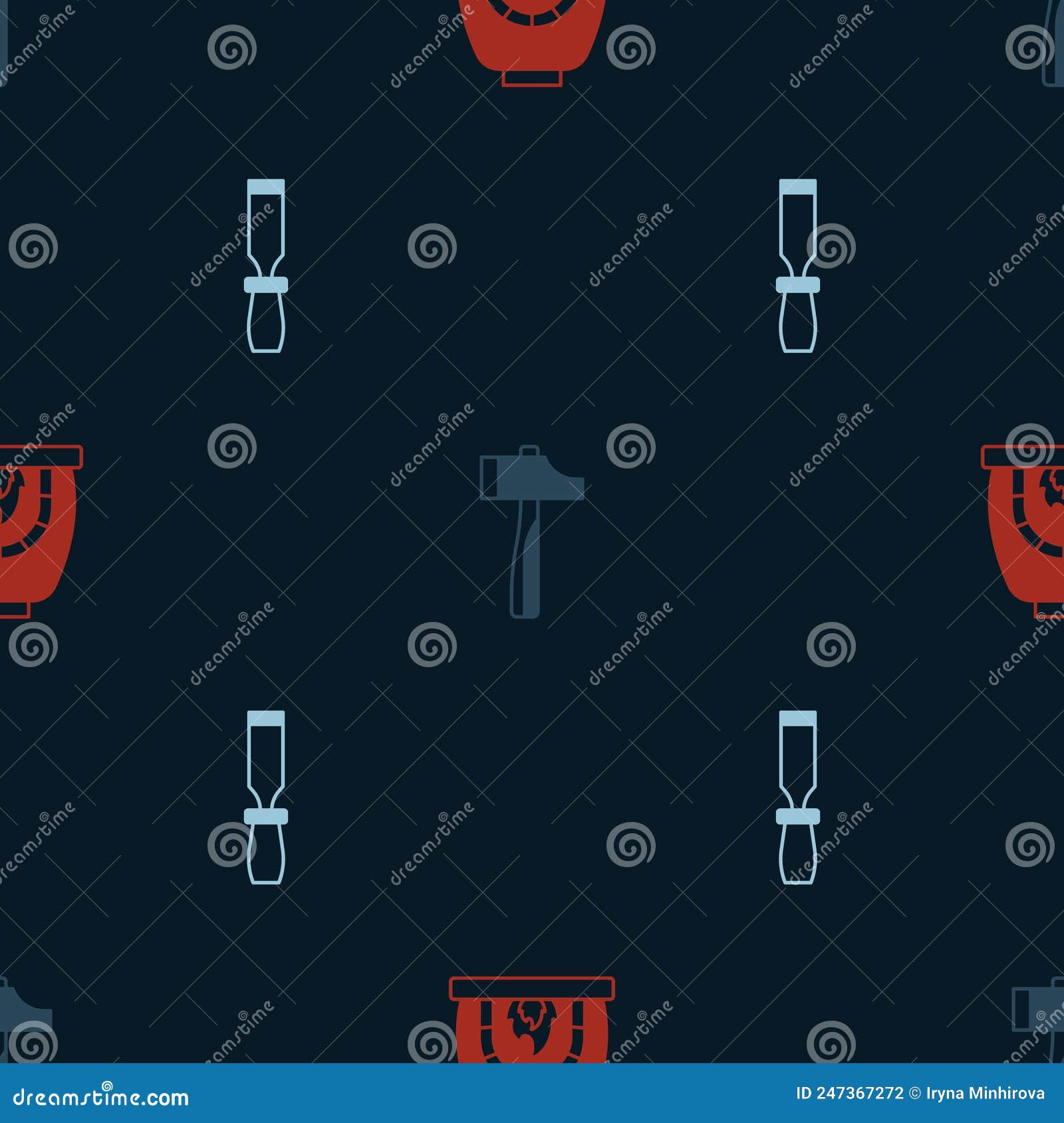 Set Blacksmith Oven, Hammer and Rasp Metal File on Seamless Pattern ...