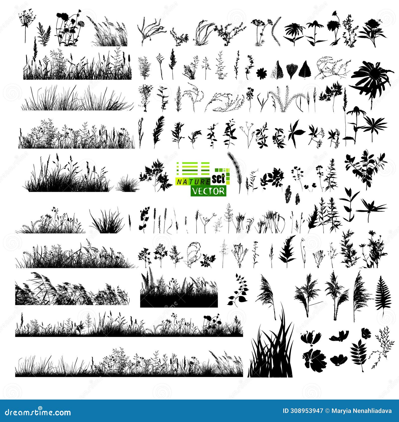 A Set of Blades of Grass. Hand Drawing. Not AI. Vector Illustration ...