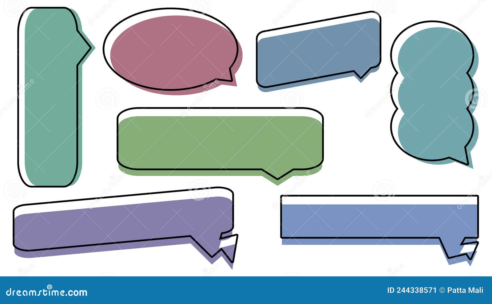 Set of Blank Abstract Colorful Speech Bubble, Conversation Box, Chatbox ...