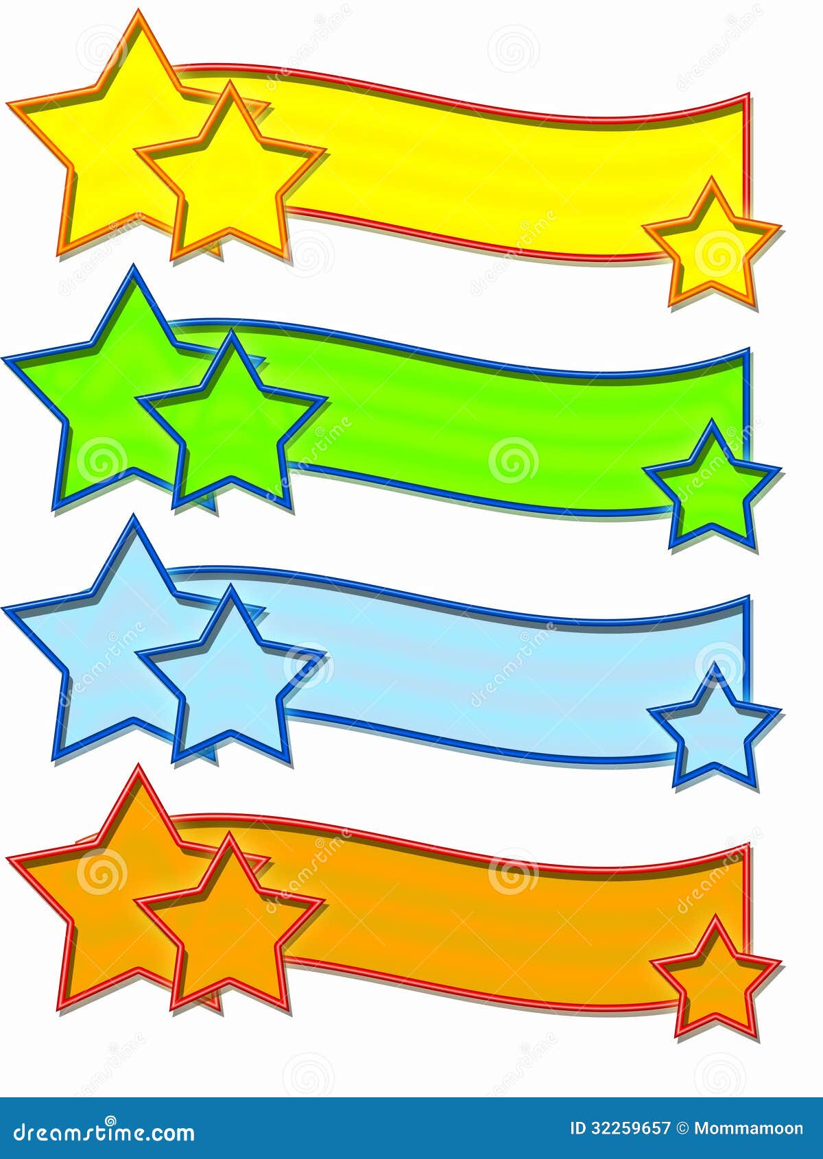Set of Blank Banners with Stars Stock Illustration - Illustration of ...