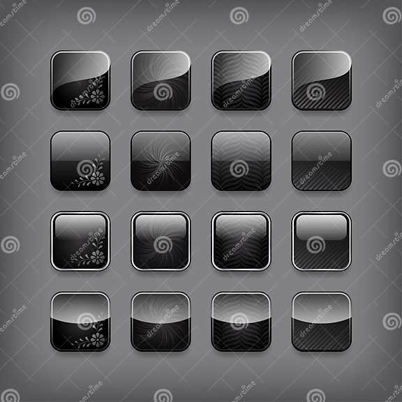 Set of blank black buttons stock vector. Illustration of icon - 29137263