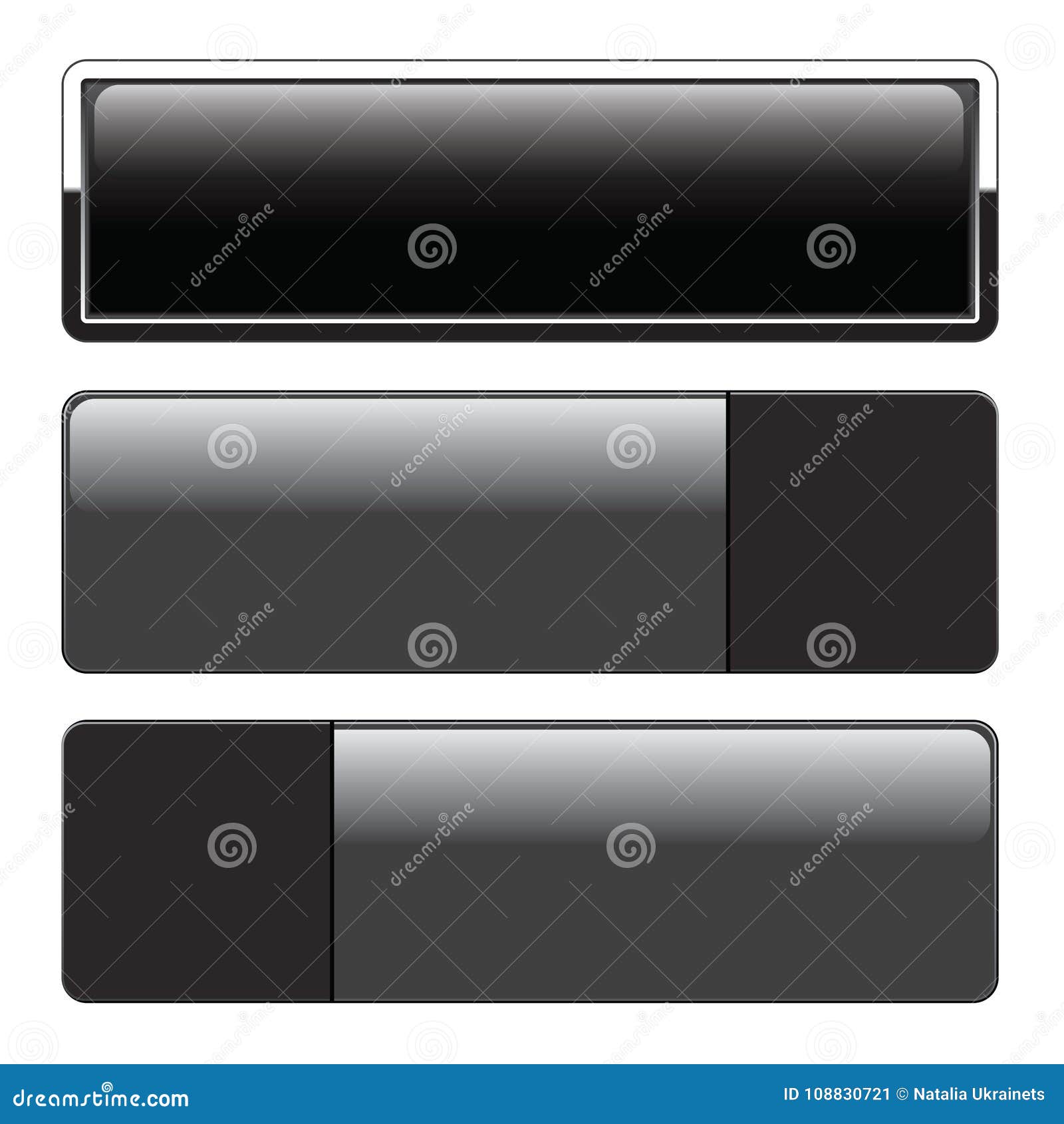 Set of blank black buttons stock vector. Illustration of design - 108830721
