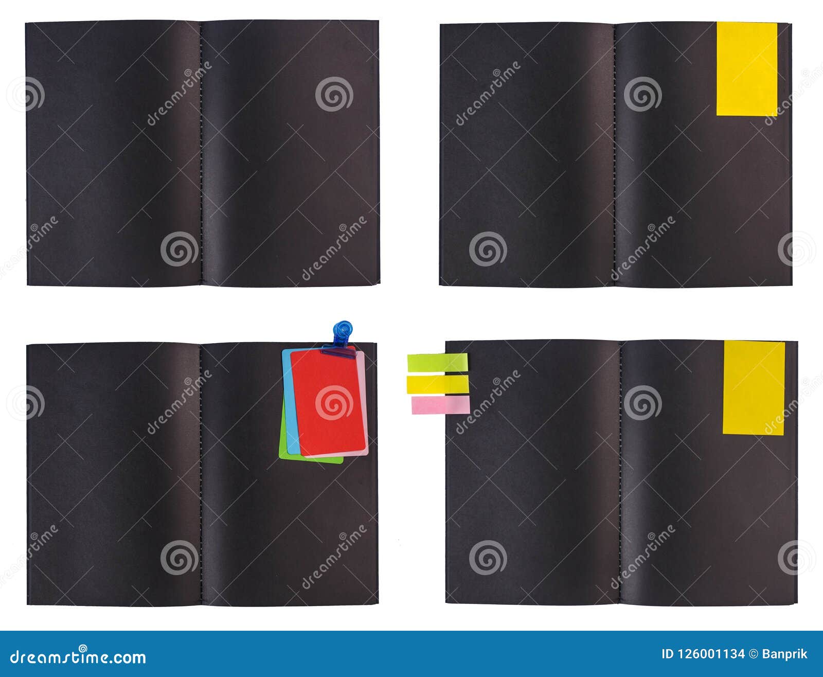 Set of Blank Black Paper Notebooks Isolated on White Stock Photo ...