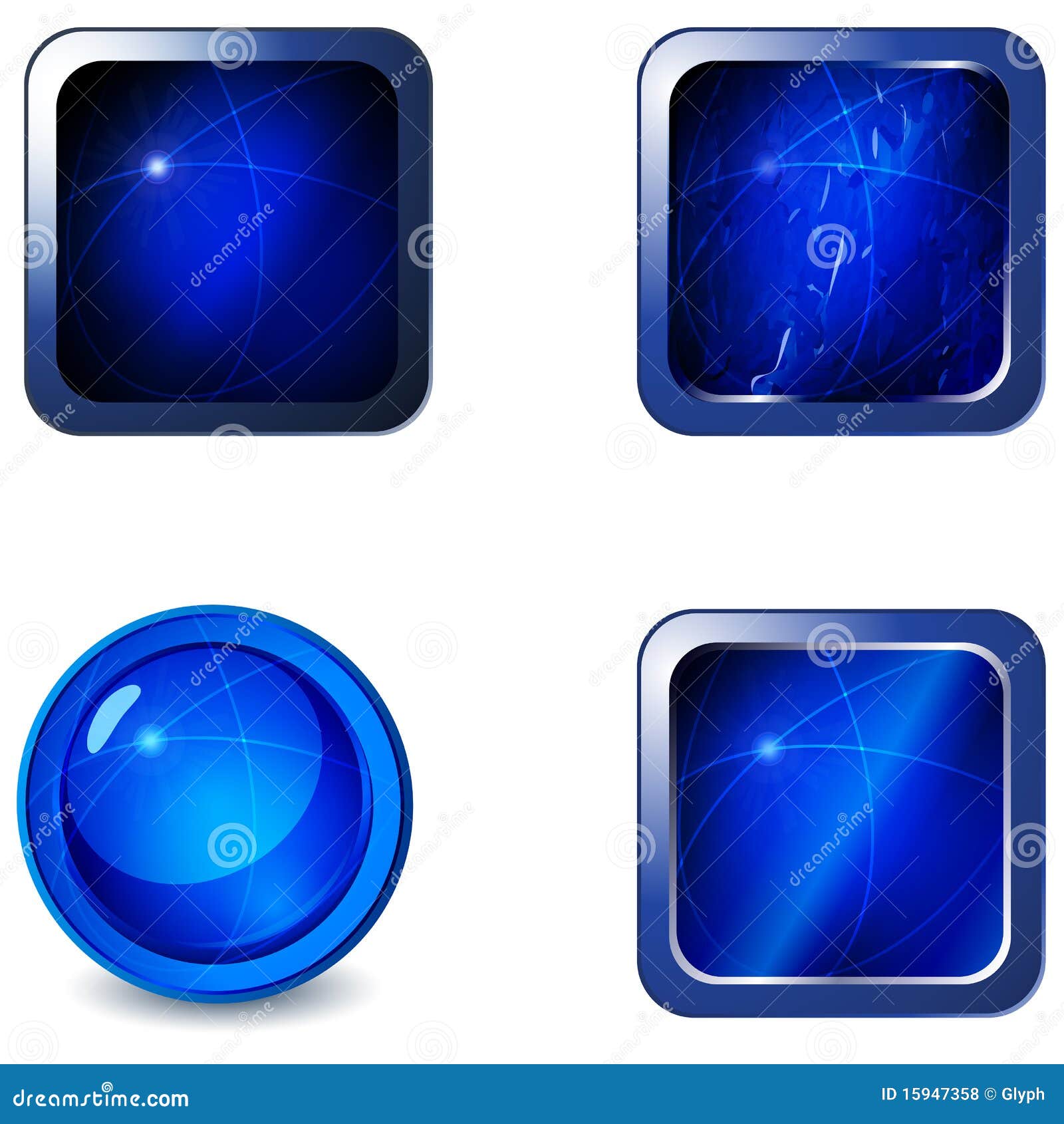 Set of Blank Blue Glossy Metallic Web Buttons Stock Vector ...