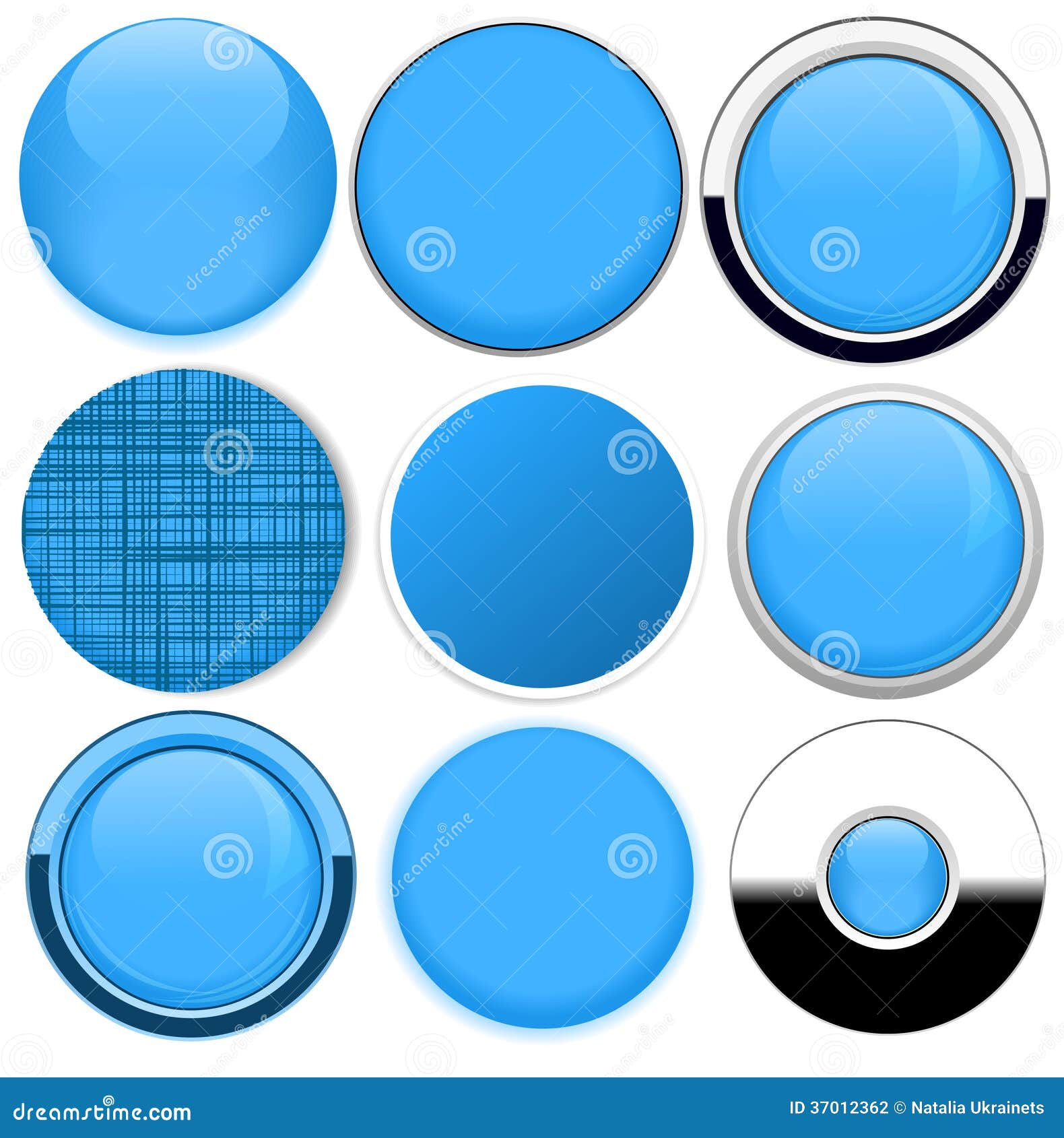 Set of Blank Blue Round Buttons Stock Vector - Illustration of ...